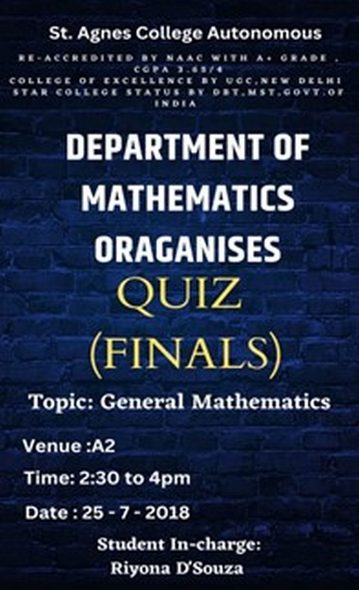 Quiz-General Mathematics - St. Agnes College (Autonomous), Mangaluru